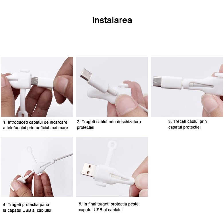 Set 2 organizatoare si 2 protectii cabluri, Tzachebot, din silicon cu ...