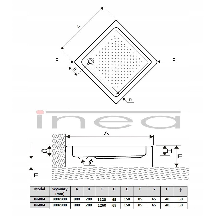 Cada de dus, Inea, ABS, 80x80 cm, Alb - eMAG.ro