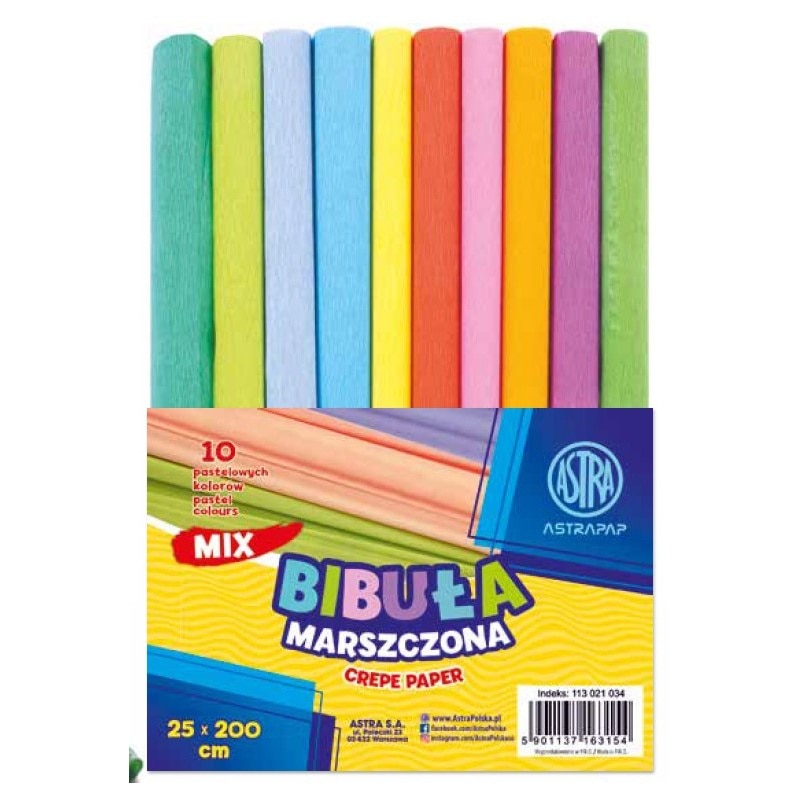 Set 10 hartii creponate, Astra, 200x25 cm, Multicolor - eMAG.ro