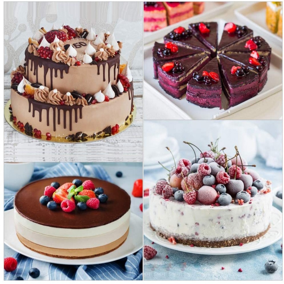 Set de 3 matrite pentru tort Rafow, silicon, roz/albastru/violet, 24/20 ...