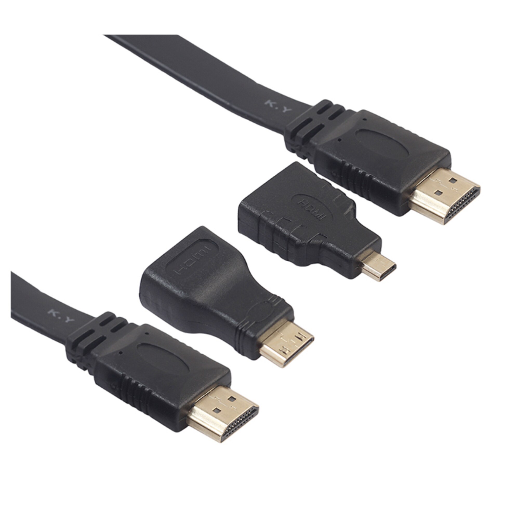 Cablu HDMI de 1,5 m, inclusiv 1 adaptor micro HDMI si 1 adaptor mini ...