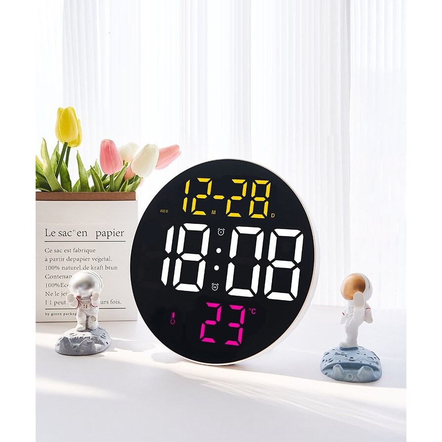 Ceas digital LED, afisare data/ora/termperatura,9 inch, stil minimalist ...