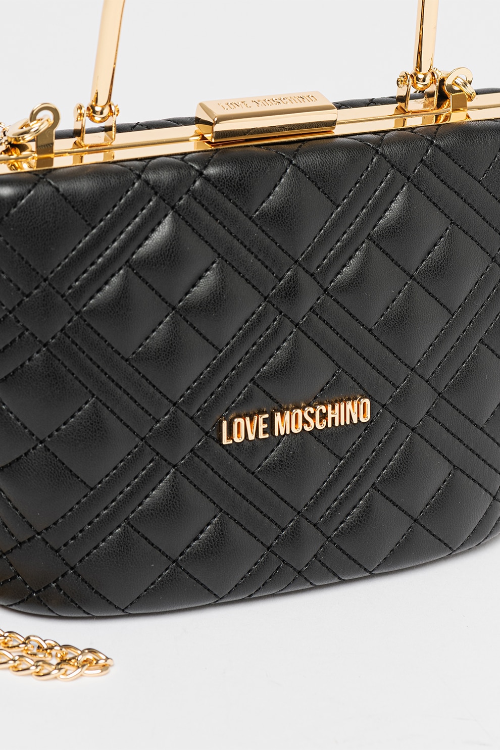 Love Moschino, Geanta crossbody matlasata din piele ecologica, Negru ...