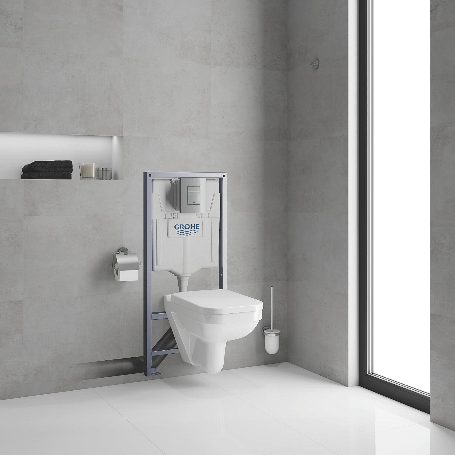 Pachet WC 5 in 1 Grohe Solido 39552000, WC Serel, cadru, capac, placuta ...
