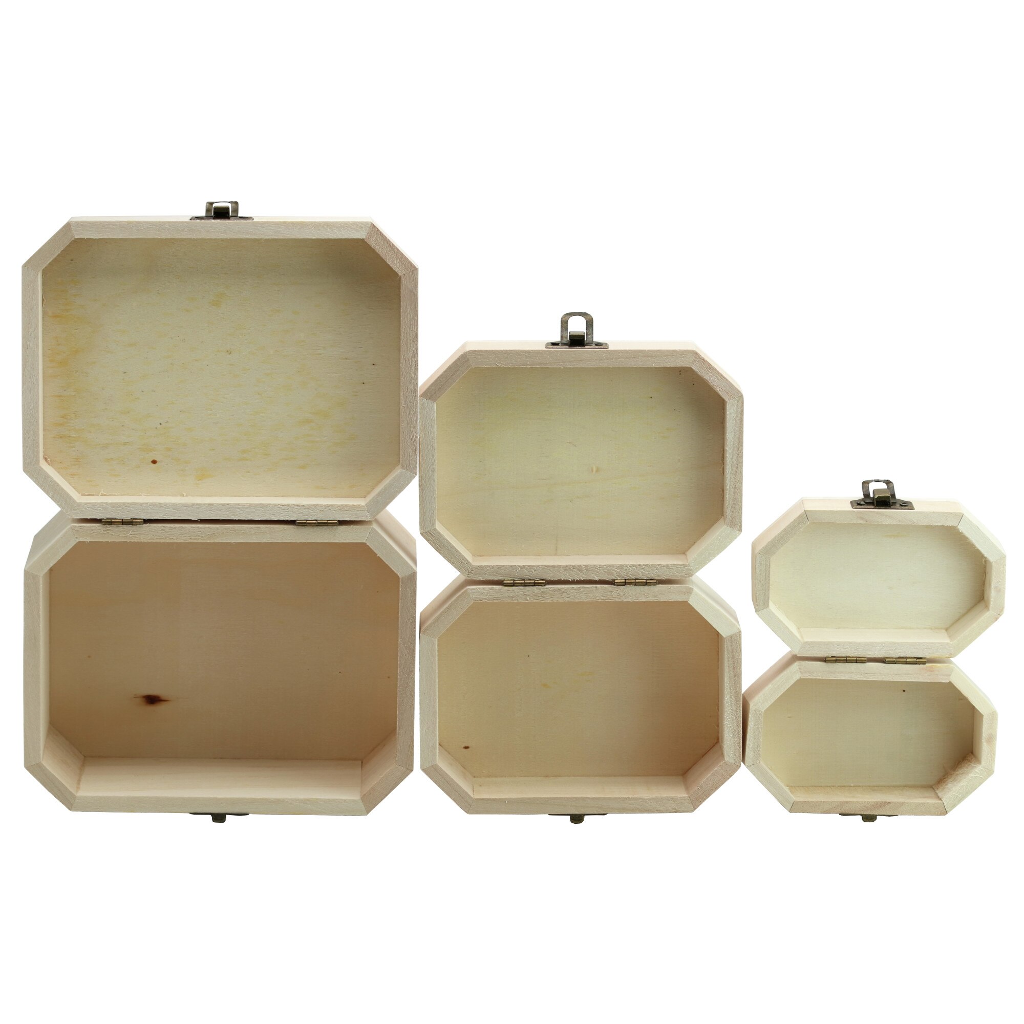 Set cutii OnemisFlot, dreptunghiular cu colturi taiate, lemn, 3 buc ...