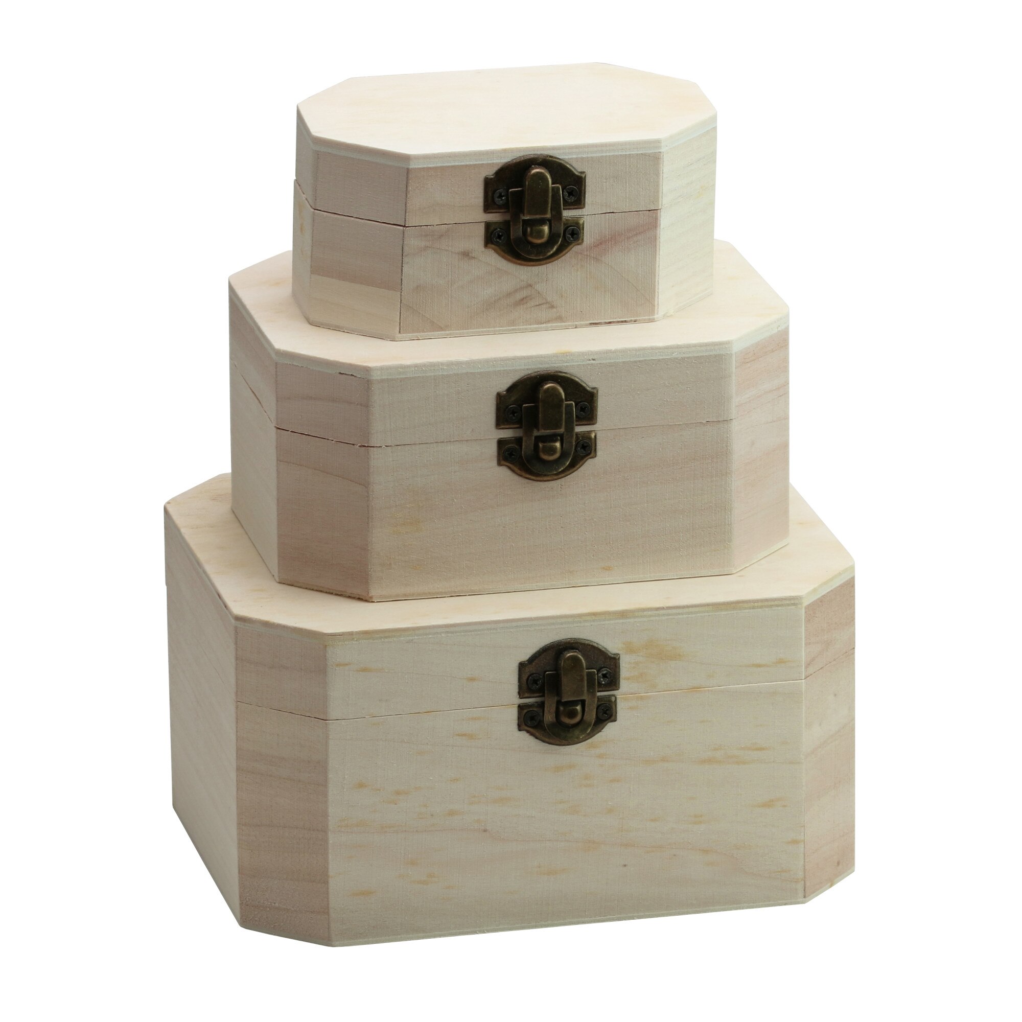Set cutii OnemisFlot, dreptunghiular cu colturi taiate, lemn, 3 buc ...