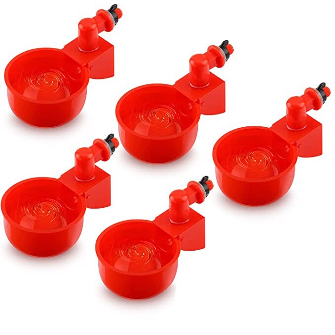 Set 5 boluri automate de apa pentru pui, PVC, Rosu - eMAG.ro