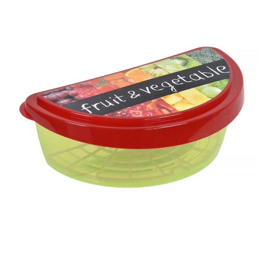 Recipient depozitare, cu capac, pentru fructe, plastic, rosu/verde, 23 ...