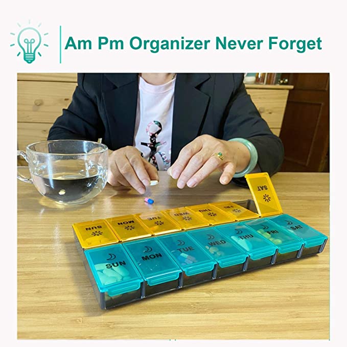 Organizator pentru pastile 7 zile de 2 ori pe zi, Polipropilena, Alb ...