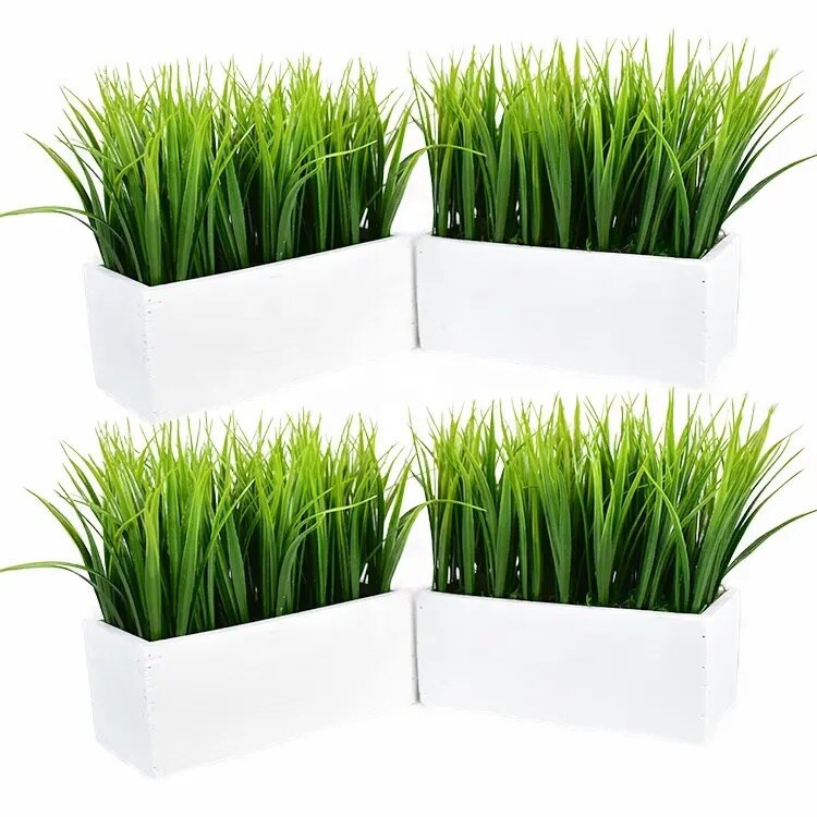 Ghiveci cu iarba artificiala, planta decorativa, 21x20x8 cm - eMAG.ro