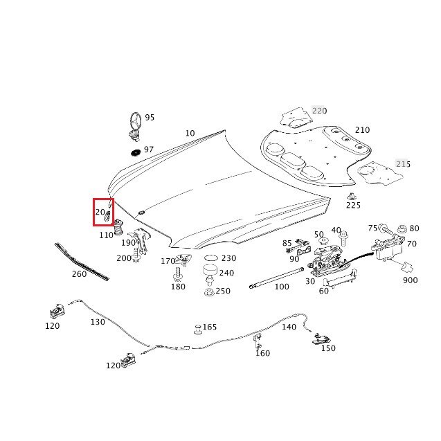 Separator capota, Mercedes-Benz, Compatibila cu Mercedes-Benz GLE V167 ...