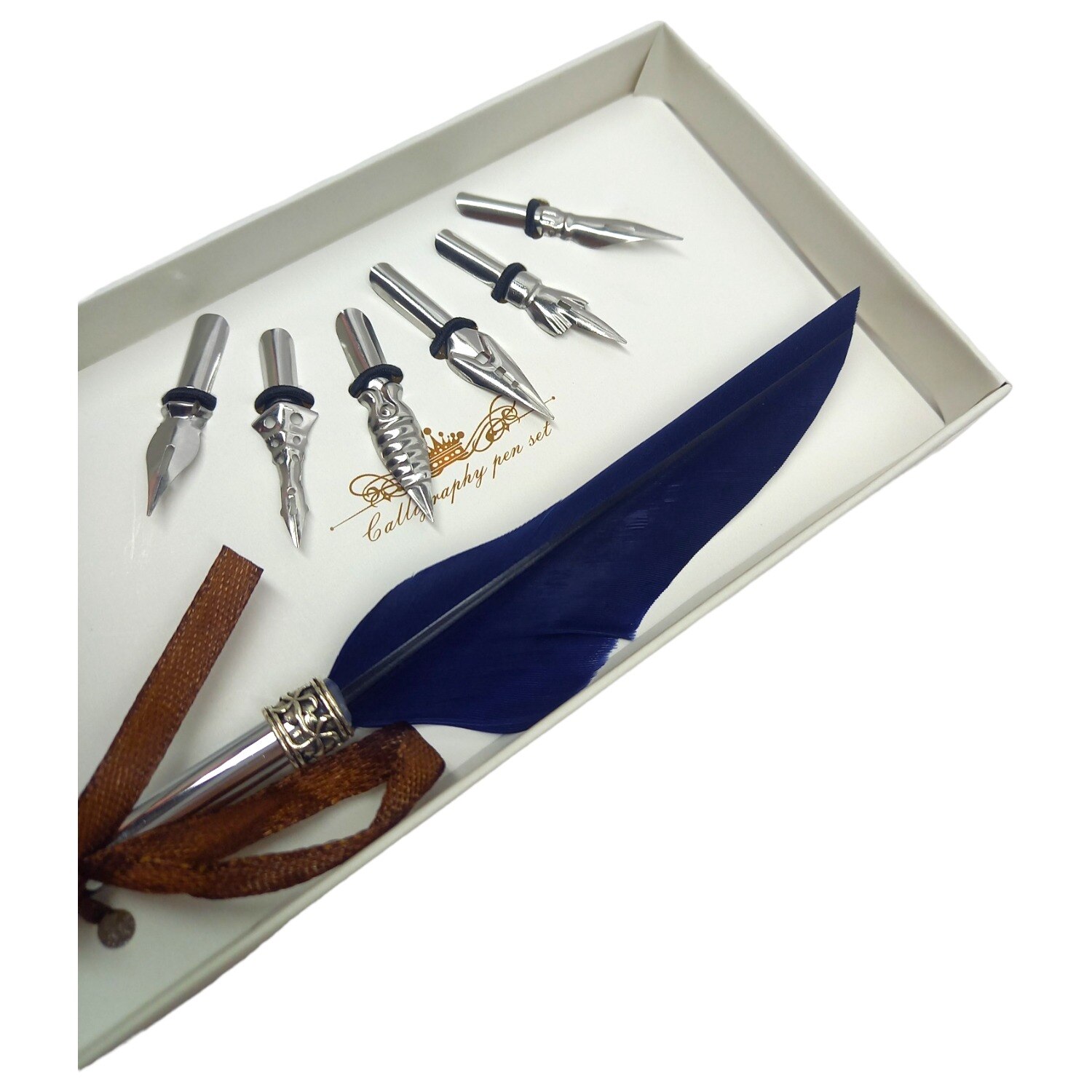 Set stilou Vintage cu 6 penite, albastru - eMAG.ro