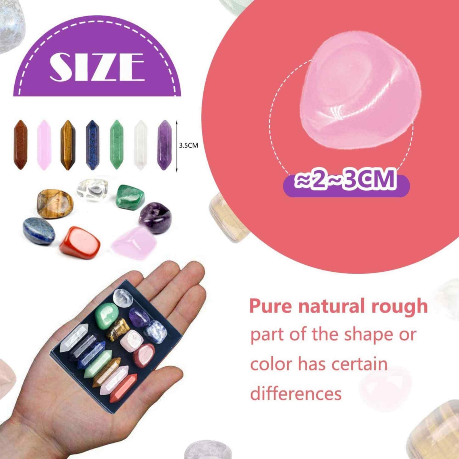 Mini set de cristale vindecatoare cu 14 cristale - Include 7 pietre ...