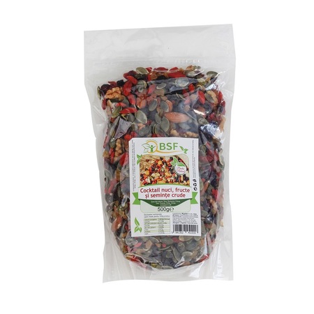Cocktail nuci, fructe si seminte crude - migdale, miez nuca, goji, miez ...
