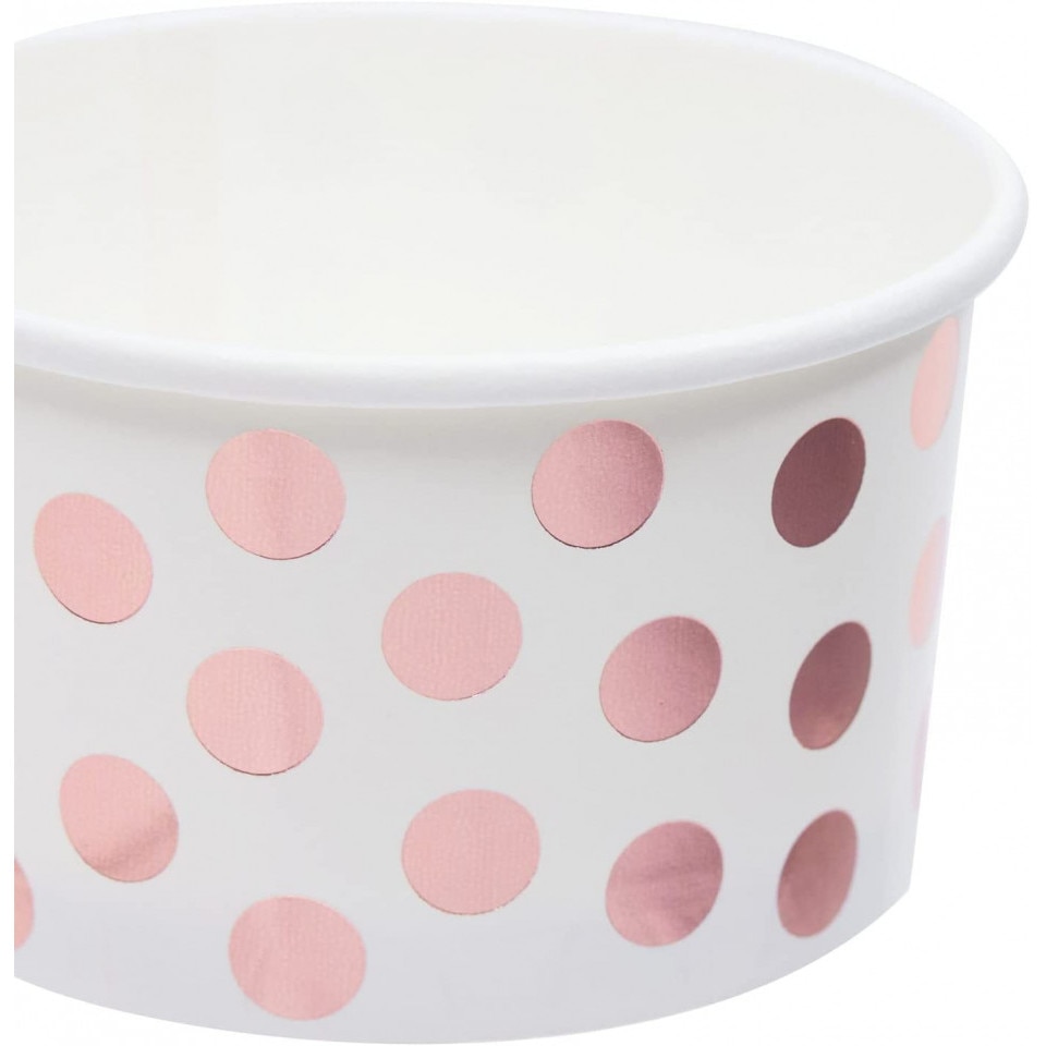 Set de 50 cupe pentru inghetata Blue Panda, hartie, alb/rose, 240 ml ...