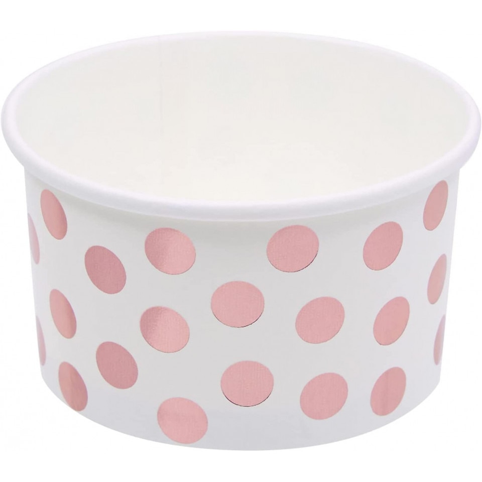 Set de 50 cupe pentru inghetata Blue Panda, hartie, alb/rose, 240 ml ...