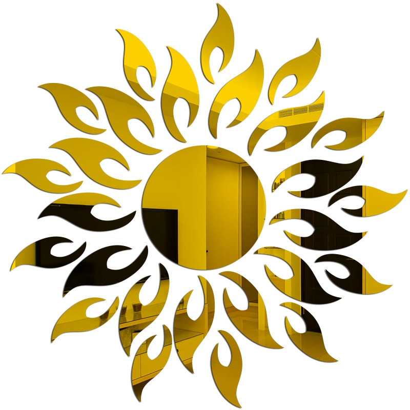 Set 27 Oglinzi Acrilice din PVC, Autoadezive pentru Decorare, Soare cu ...