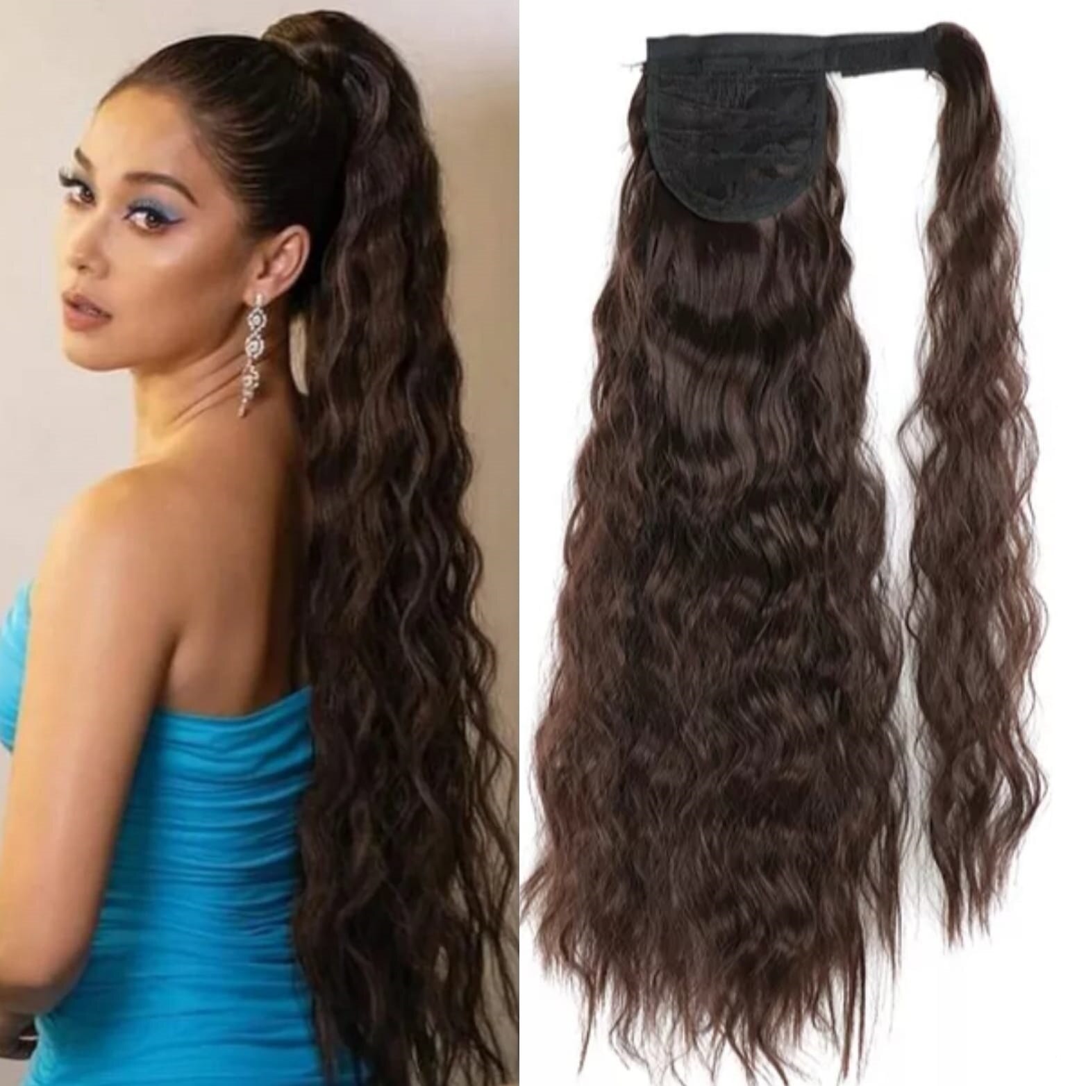 Extensii par CYNOS coada tip ponytail ondulata saten 55 cm - eMAG.ro