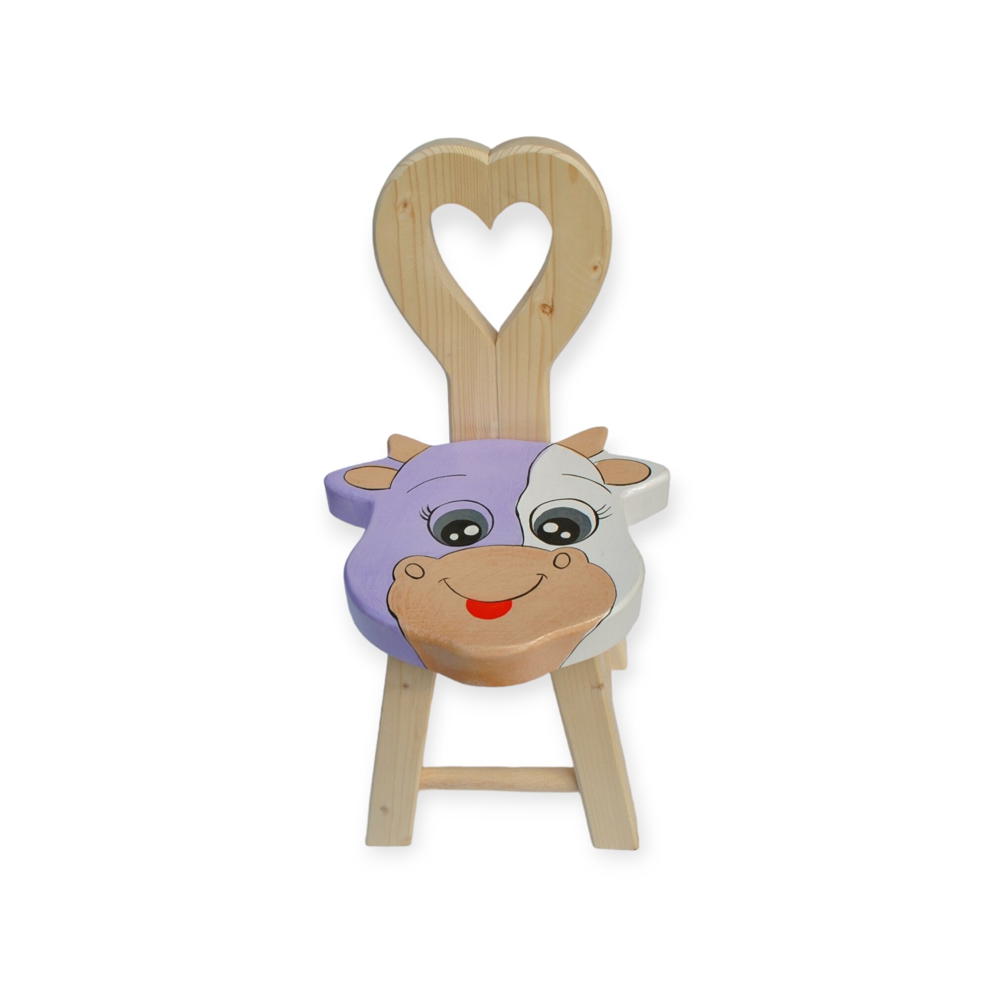 Scaun pentru copii cu spatar din lemn masiv pictat manual - eMAG.ro