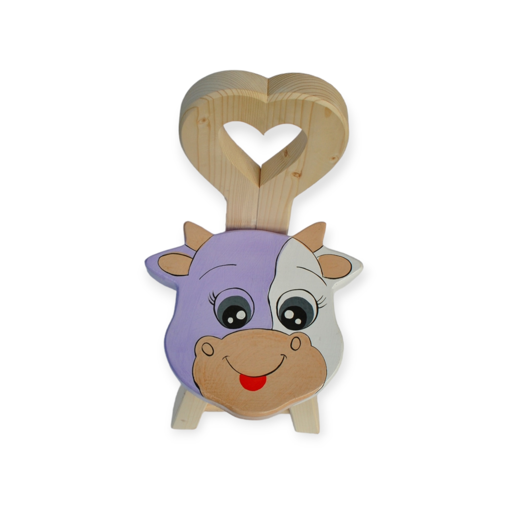 Scaun pentru copii cu spatar din lemn masiv pictat manual - eMAG.ro