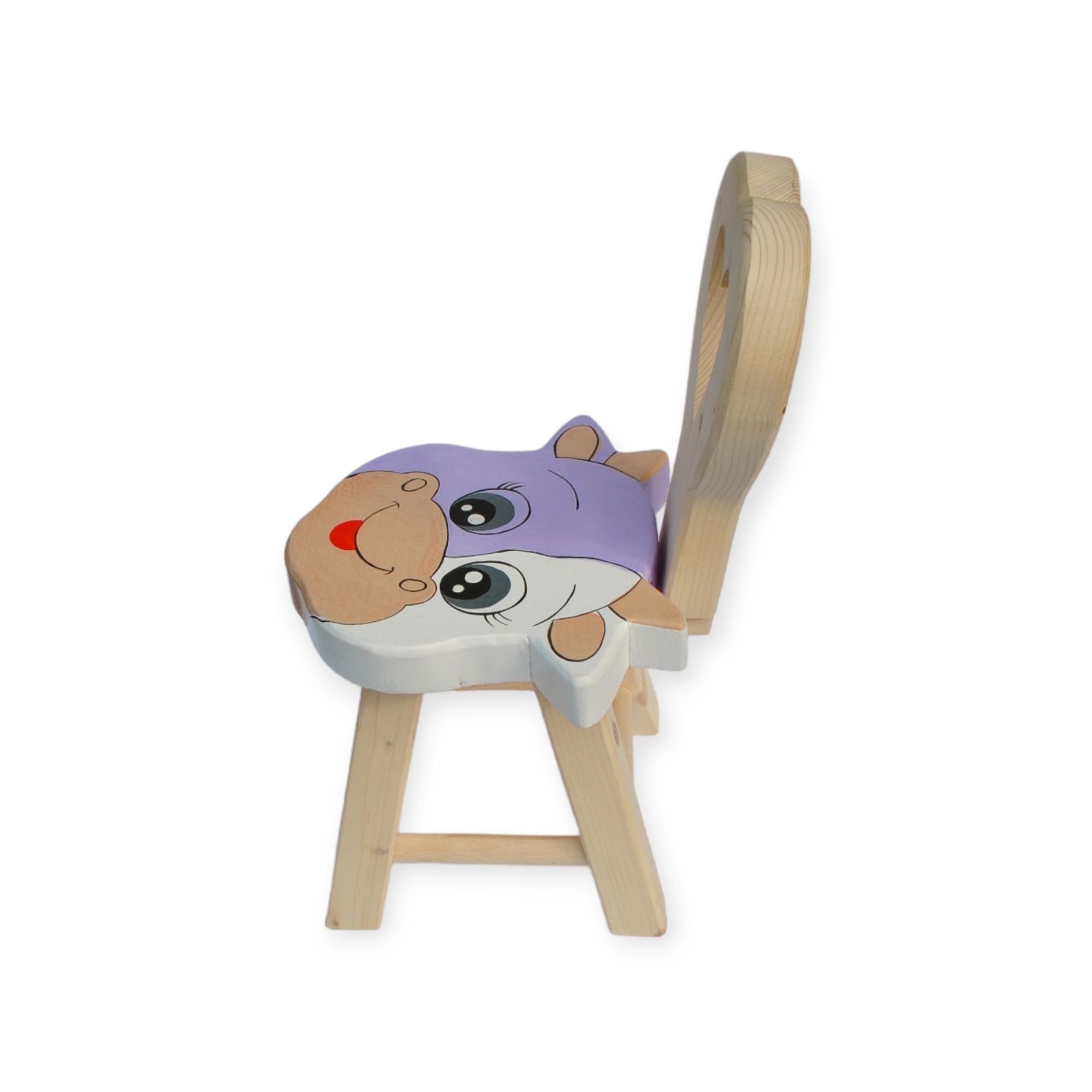 Scaun pentru copii cu spatar din lemn masiv pictat manual - eMAG.ro