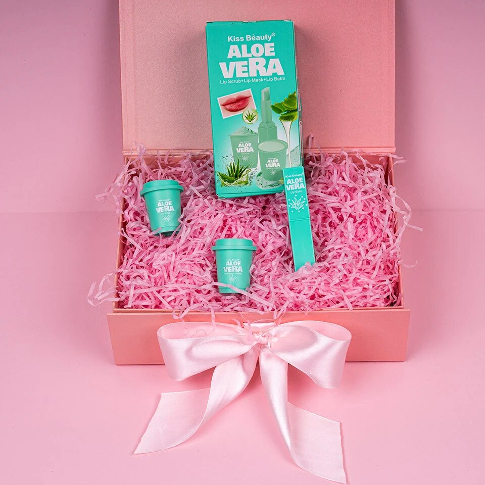 Set 3 in 1 Lip Scrub & Lip Mask & Lip Balm Kiss Beauty, Aloe Vera, 33g ...