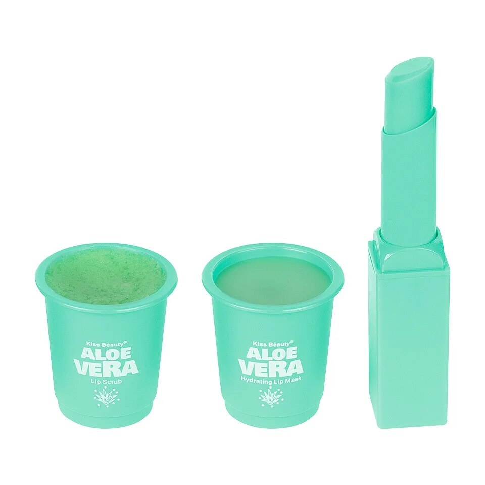 Set 3 in 1 Lip Scrub & Lip Mask & Lip Balm Kiss Beauty, Aloe Vera, 33g ...