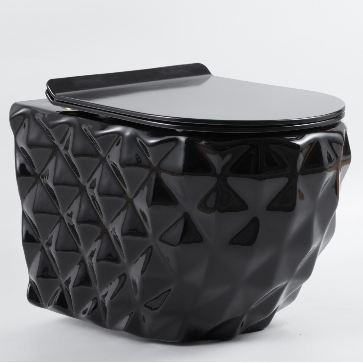 Vas Wc, Negru, Rimless, 49x36 cm, montaj suspendat, capac Duroplast ...