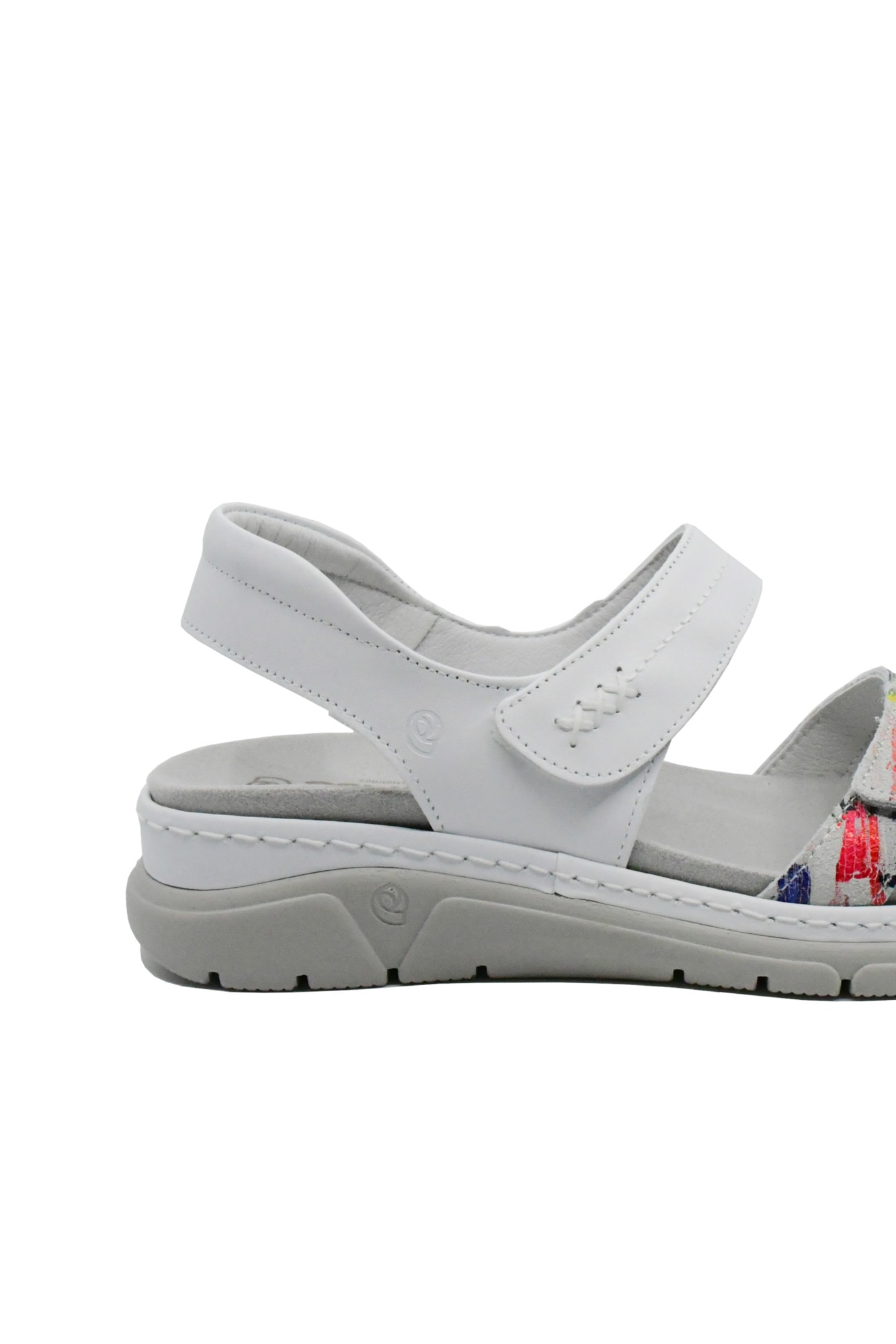 Sandale dama comode Suave, alb cu imprimeu, din piele naturala - eMAG.ro