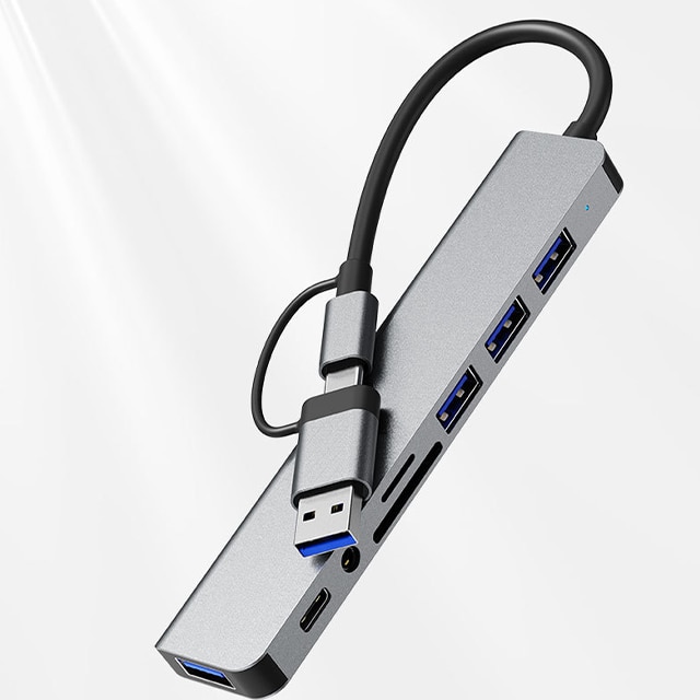 Hub адаптер Sovel 8 в 1 Входен щепсел 3 0 Type C 3 Usb 2 0 порта 1