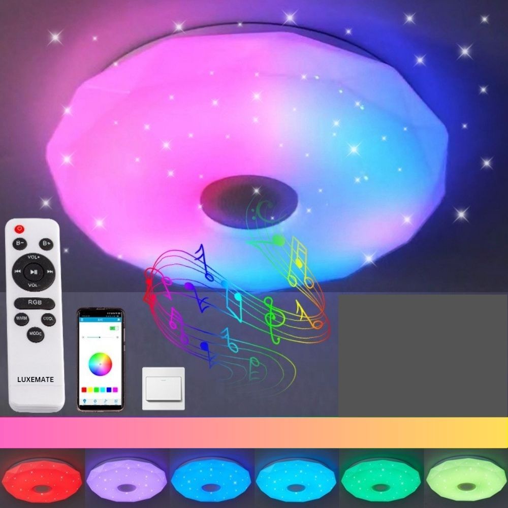 Plafoniera LED Smart LUXEMATE, RGB, Bluetooth cu Difuzor incorporat ...
