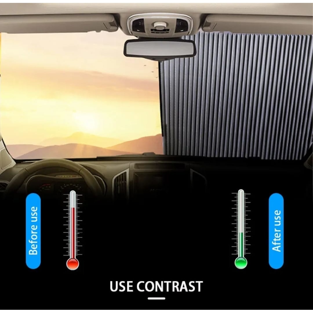 Parasolar Auto Retractabil de 80cm cu Ventuze pentru Parbriz sau Luneta ...