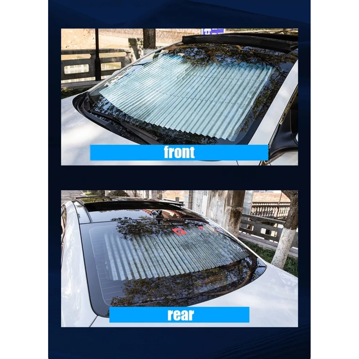 Parasolar Auto Retractabil de 80cm cu Ventuze pentru Parbriz sau Luneta ...