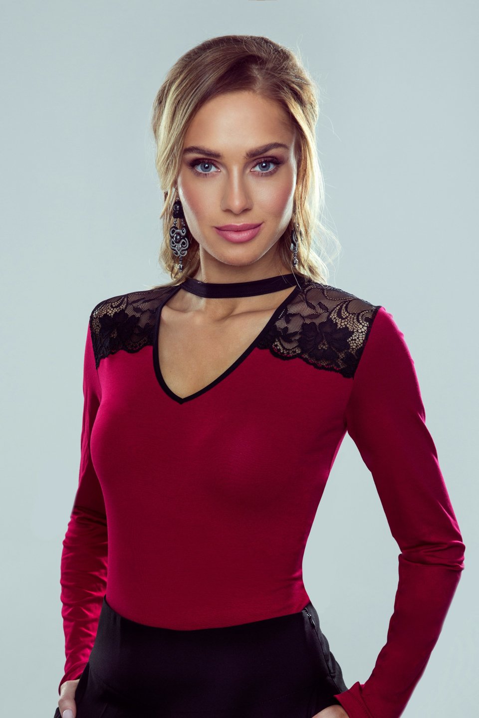Bluza dama, Eldar, Laura, Viscoza, Elastan, rosu bordo - eMAG.ro