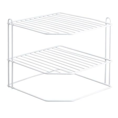 Raft organizator, de colt, pe 3 nivele, metal, alb, 23 x 23 x 21 cm ...