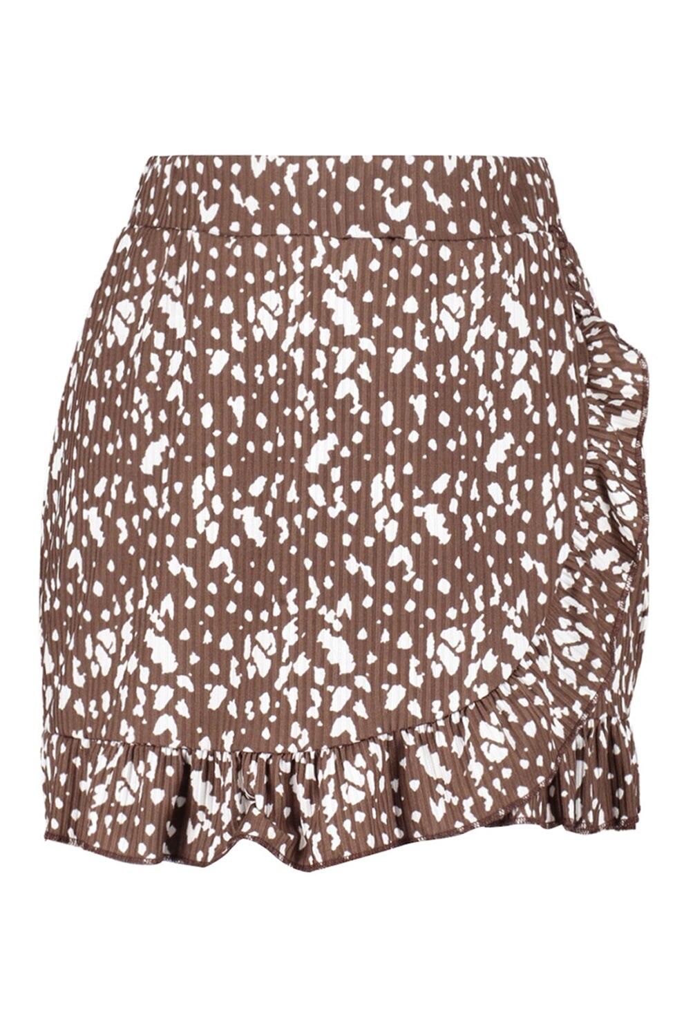 Trendyol, Fusta-pantalon cu model si talie inalta, Maro, Alb, XS - eMAG.ro