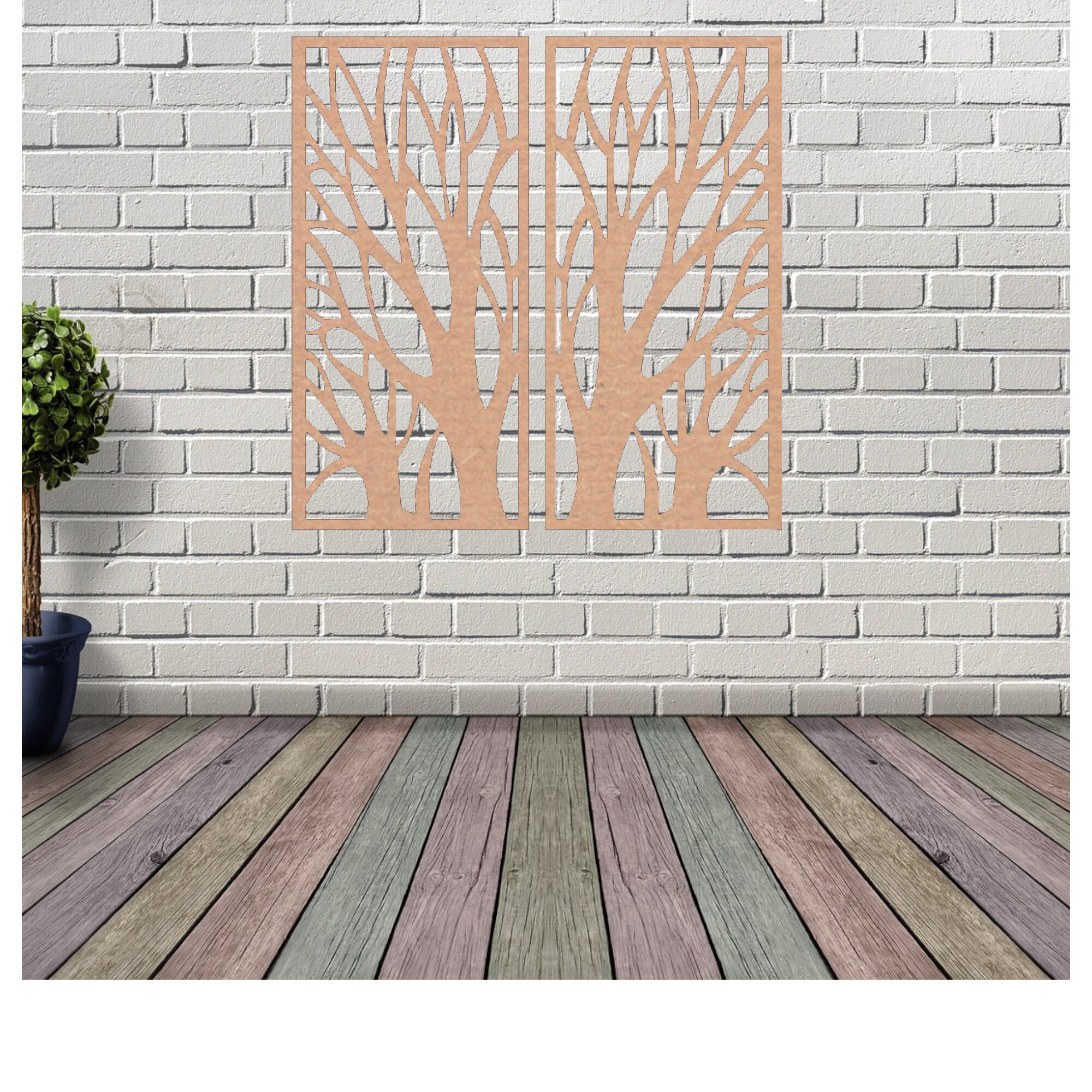 Set panou decorativ traforat Mdf natur, Mos138, 100 x 96 cm, 6 mm - eMAG.ro