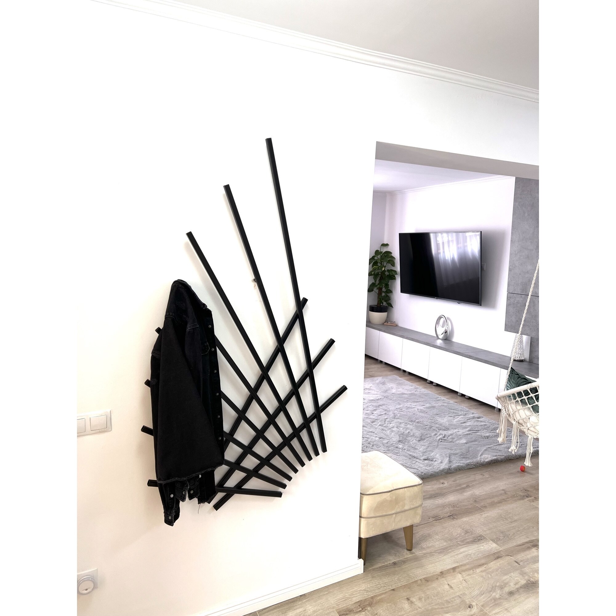 Cuier metalic de perete Sela Gold, ultra modern, design abstract, 11 ...