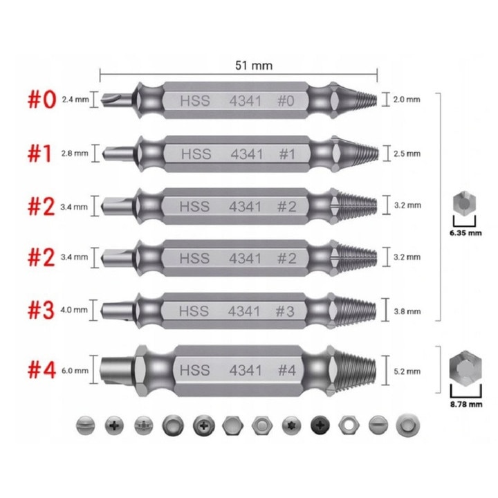 Set 6 extractoare suruburi rupte (S10707) - eMAG.ro