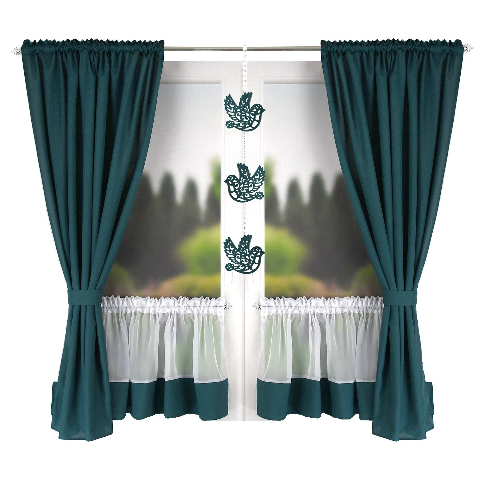 Set perdele, Strefa Firan, 290 x 160, Verde inchis - eMAG.ro