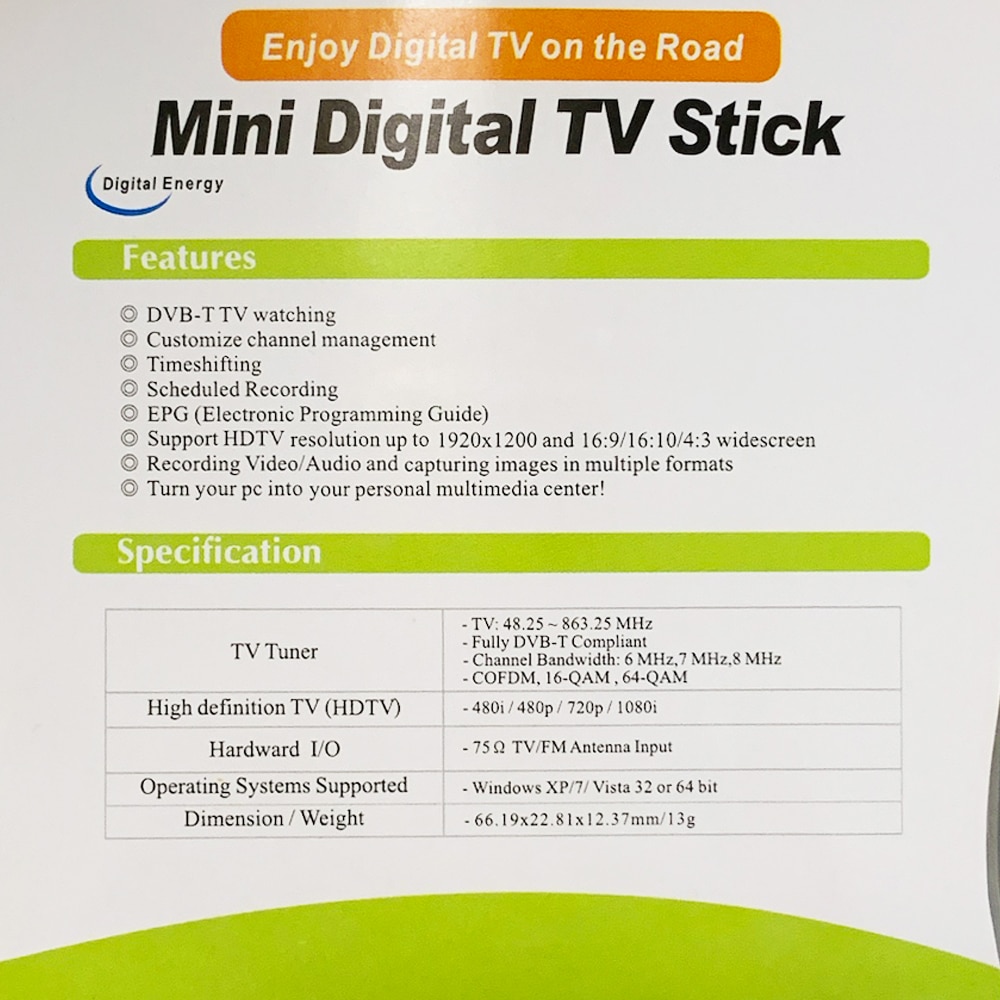 Цифров TV тунер-рекордер JUP 3601004 10-198, Mini Digital TV Stick, DVB ...