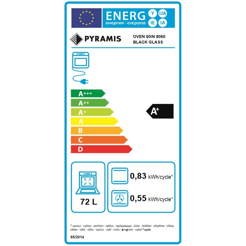 Cuptor electric Pyramis 60IN 8063 S5-T Grey Glass & Inox, 14 functii ...