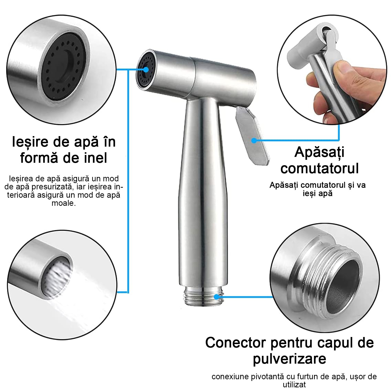 Dus igienic cu robinet incastrat, NUODWELL, Dus de mana pentru bidet ...