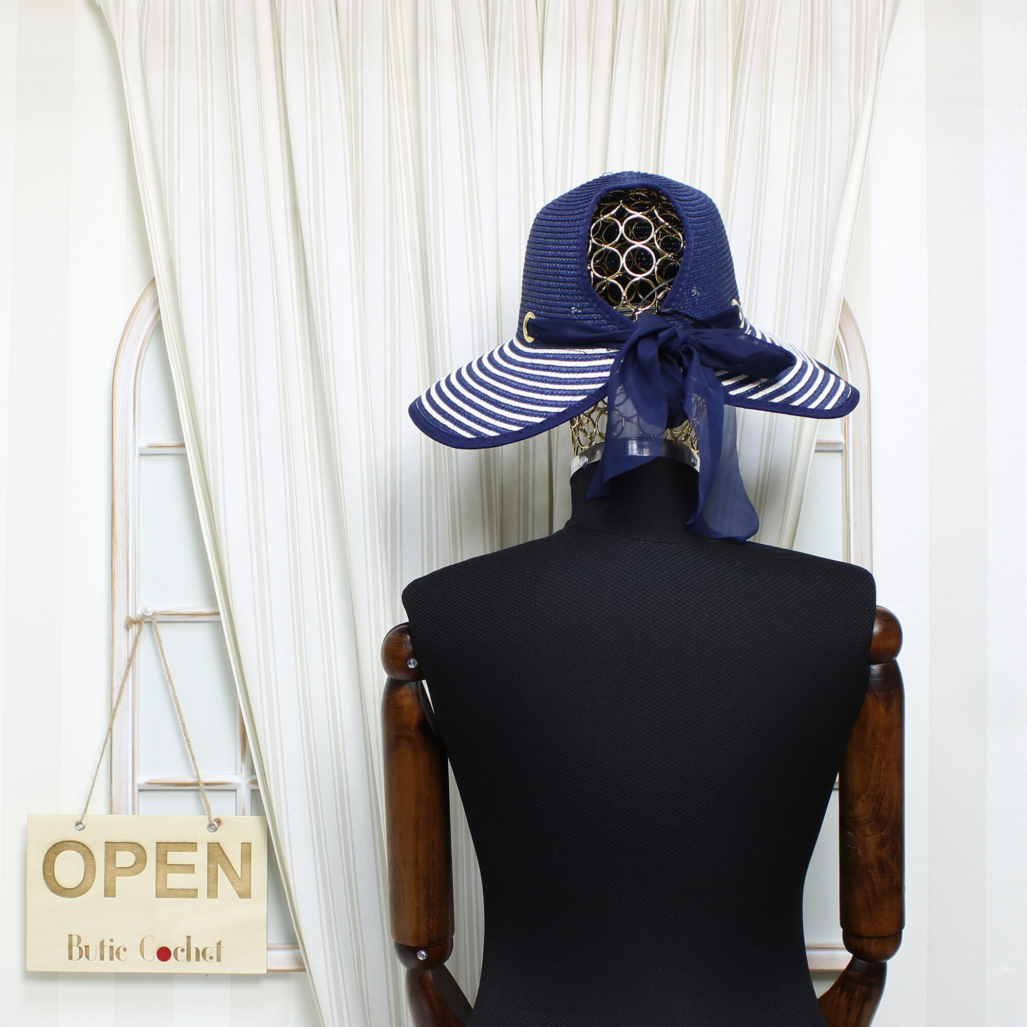 Palarie de soare, dama, Anoul, din paie de hartie, one size, cu banda ...