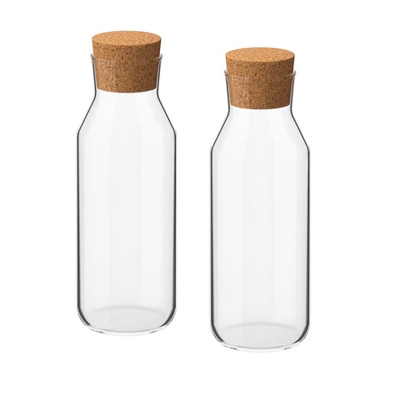 Set 2 buc, Carafa din sticla cu capac din pluta, 21cm, 0.5l - eMAG.ro