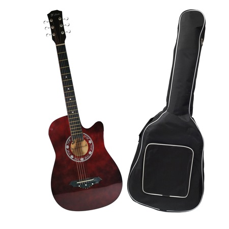 Chitara clasica IdeallStore®, 95 cm, lemn, Cutaway, visiniu, husa inclusa - eMAG.ro