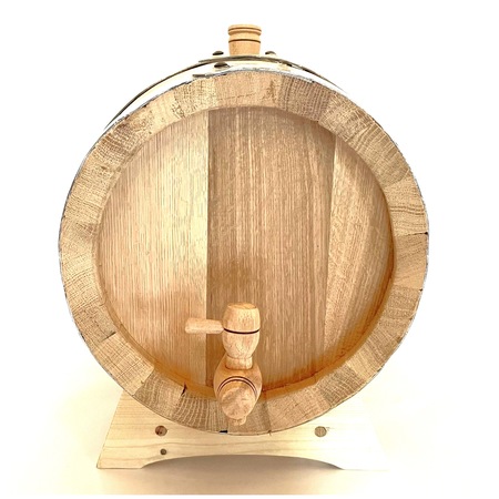 Butoi stejar pentru coniac cu cep, canea si suport, natur, 10 litri ...