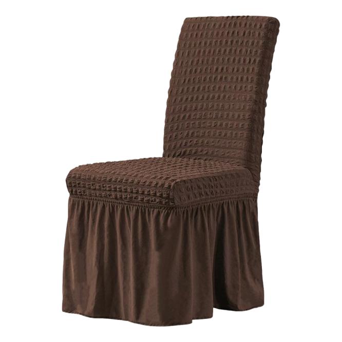 Set 6 Huse Universale Pentru Scaun Creponate Cu Volanase Maro Inchis ...