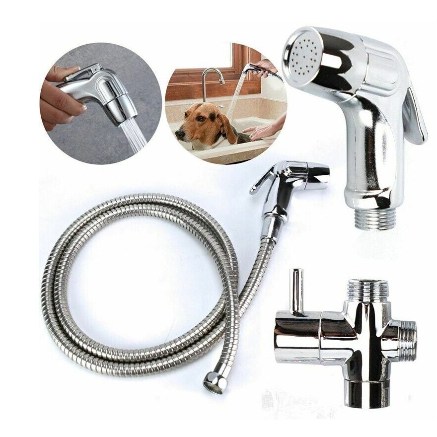 Set de dus pentru bideu cu furtun metalic 1.5m, para si suport dus ...