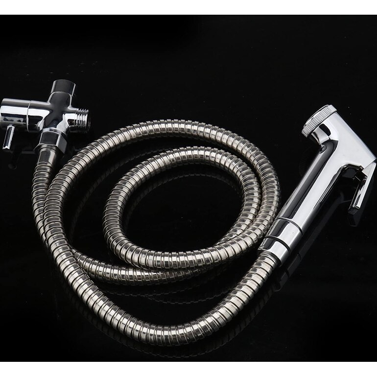 Set de dus pentru bideu cu furtun metalic 1.5m, para si suport dus ...